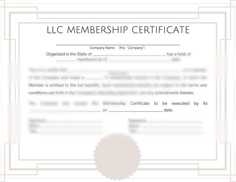 Llc Membership Certificate Canva Template Llc Share Certificate Limited Liability Company