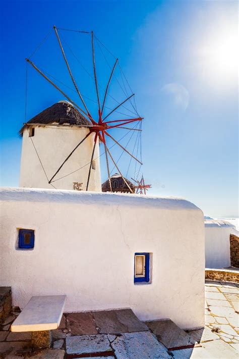 The Famous Mykonos Windmills Stock Image Image Of Landscape
