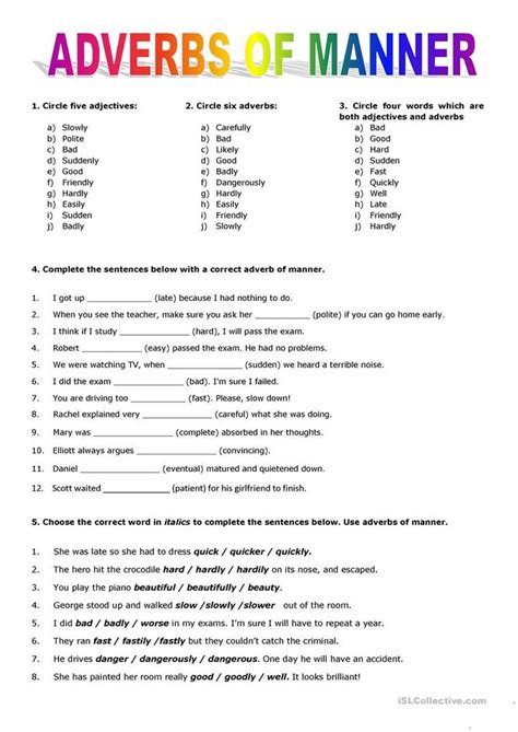 Adverbs Worksheet For Grade 6 Cartaalosnodocentes