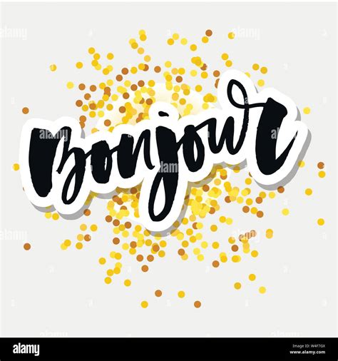 Vector Poster Calligraphy With Bonjour Translation Hello Phrase