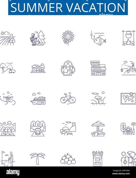 Summer Vacation Line Icons Signs Set Design Collection Of Holiday