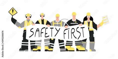 Construction Or Factory Industrial Workers Wearing Personal Protective