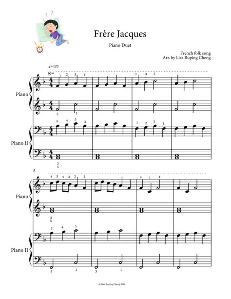 Frère Jacques Are You Sleeping Piano Duet Level 1 By Traditional
