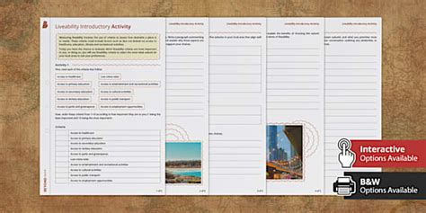 Liveability Introductory Activity