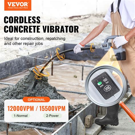 Vevor Cordless Concrete Vibrator 56 Ft Electric Vibrator 15500 Vpm
