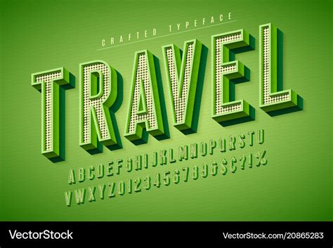 Retro Display Typeface 3d Font Royalty Free Vector Image