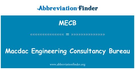 Mecb Stands For Macdac Engineering Consultancy Bureau Abbreviation Finder