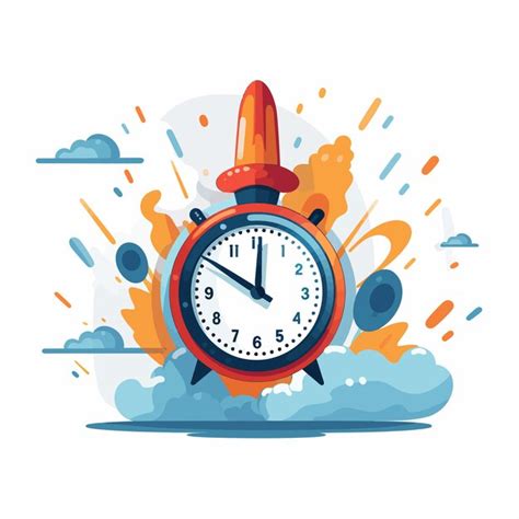 Premium Vector Alarm Clock Flying To The Sky Like A Rocket