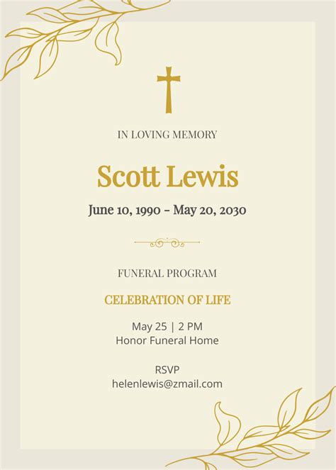 Funeral Program Design Invitation Template Edit Online And Download