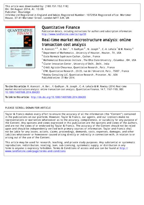 Pdf Realtime Market Microstructure Analysis Online Transaction Cost