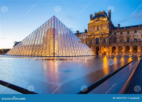 Louvre Museum At Night Landmark In Paris City France Editorial Photo
