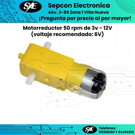 Motorreductor Amarillo 312 V 50 Rpm Ideal Para Robótica Y Arduino