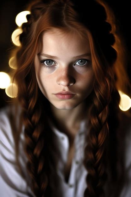 Premium Ai Image Closeup Portrait Of A Braided Redhead Capturing The