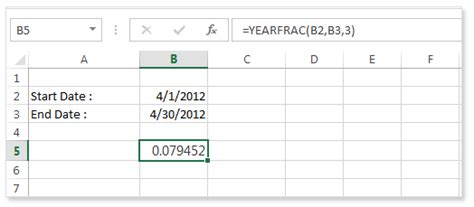 Excel Yearfrac Function W3resource