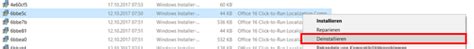 office click to run extensibility component entfernen mt1 at