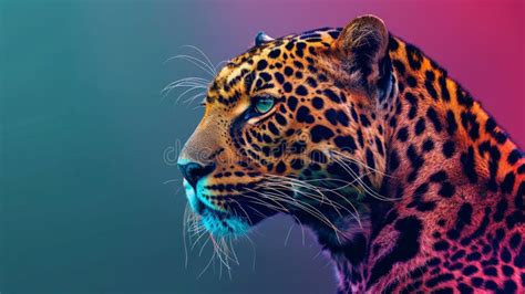 Leopard Profile With Rainbow Color Stock Illustration Illustration Of Agility Wild 334078650