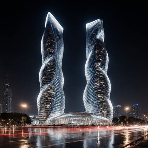 Wangjing Soho Towers At Night Stable Diffusion Online