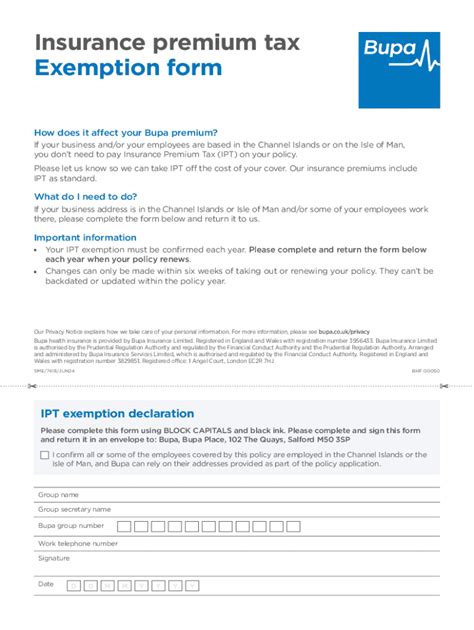 Insurance Premium Tax Ipt Exemption Form Fill Out And Sign Online