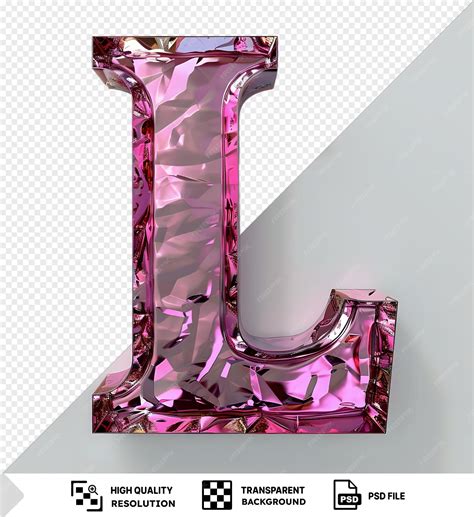 Premium Psd Isolated Metallic Pink Glass Letter L On A Isolated