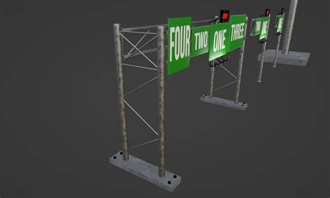 3d Model Highway Asset 001 280 Sign With Psd Template Vr Ar Low