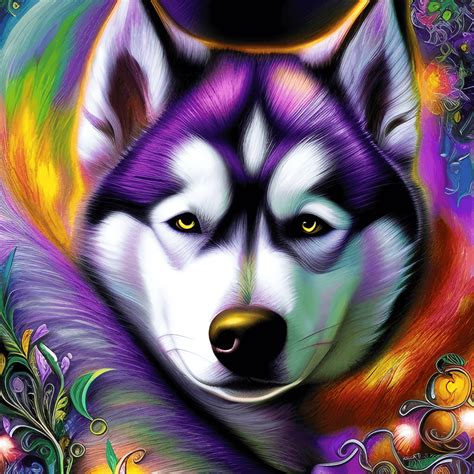 16k Clip Art Vibrant Colors Digital Unreal5 Rendering Mystical Husky