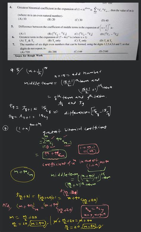 Greatest Binomial Coefficient In The Expansion Of 1x 40m Is Sum I