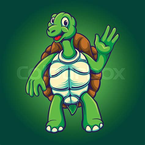 Funny Sea Turtle Cartoon Mascot Illustrations Stock Vector Colourbox