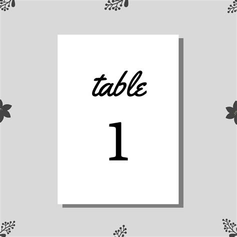 Printable Table Numbers 1