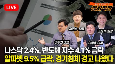 장시작전 나스닥 24 반도체지수 41급락 70년대식 경기침체 경고 알파벳 95 급락 Live 10월26