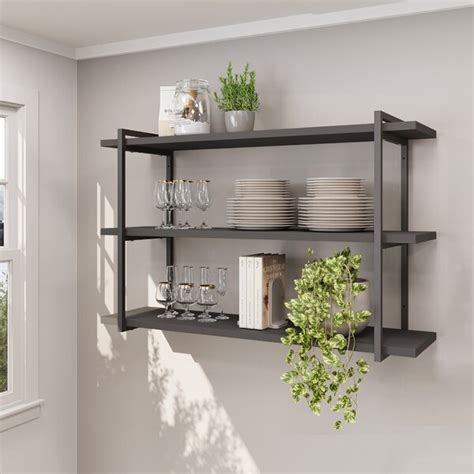 Nicho Para Cozinha 120cm Iron 3 Prateleiras Espresso Móveis Preto