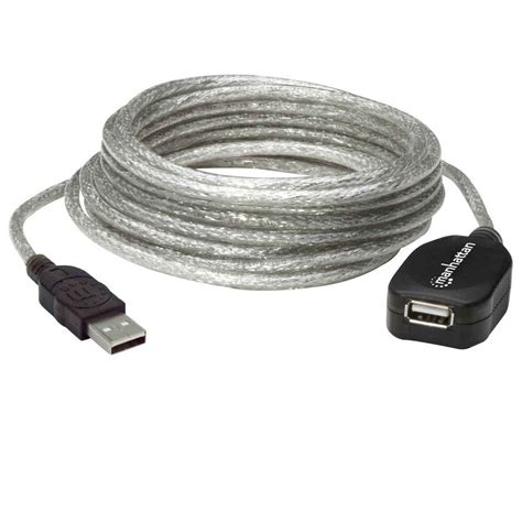 Extensor De Cable Usb Manhattan 519779 Color Negro Usb Hembra Y Macho