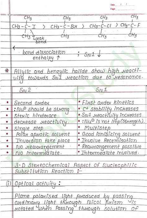 Class 12 Chemistry Haloalkanes And Haloarenes Notes Handwritten Notes