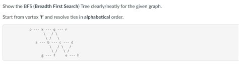 Solved Show The BFS Breadth First Search Tree Chegg