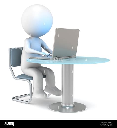 3d Little Human Characters X1 Working Using A Laptop Computer Business