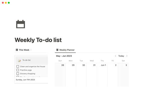 Weekly To Do List Notion Template