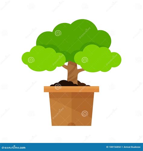 Icon Tree Pot Isolated On White Potted Tree For Clip Art Cartoon Illustration Pot Tree Small