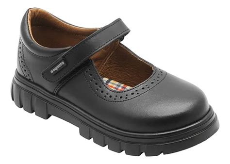 Zapato Escolar Para Niña Coqueta® Suela Chunky Pïel Negro Negro 17