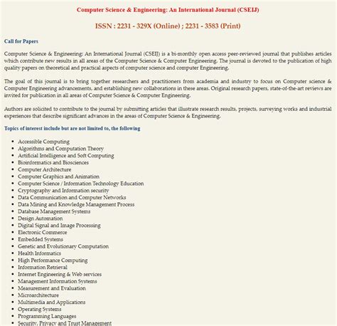 Computerscience Cse Cryptography Database Artificialintelligence Multimedia Cseij Journal