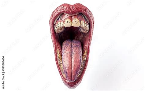 Detailed Anatomy Of Human Tongue On White Background For Medical