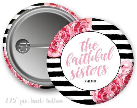 Phi Mu Floral Motto Button — Greeku Phi Mu Floral Motto Button — Greeku