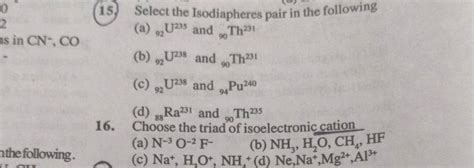 Choose The Triad Of Isoelectronic Cation Filo