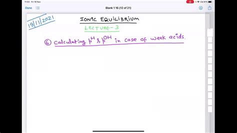 Ionic Equilibrium - (Lecture - 03) || Calculating pH of weak acid || Mixture of weak acids ...