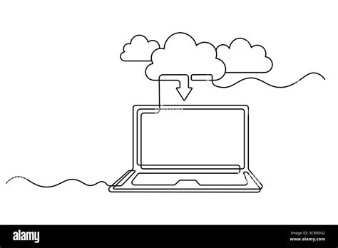 Continuous Line Cloud Computing Icon Cloud Storage And Data Backup