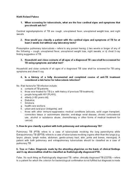Tb Assignment Pdf Tuberculosis Breastfeeding
