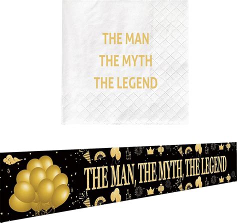 The Man The Myth The Legend Banner Backdrop And 50pcs Napkins