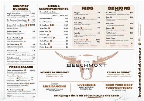Menu — The Beechmont Hotel