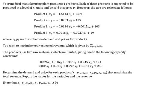 Solved Matlab Code Your Medical Manufacturing Plant Pr