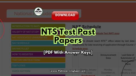 Download Nts Test Solved Past Papers Pdf Pak Learning Spot Pls Academy Online Platform For