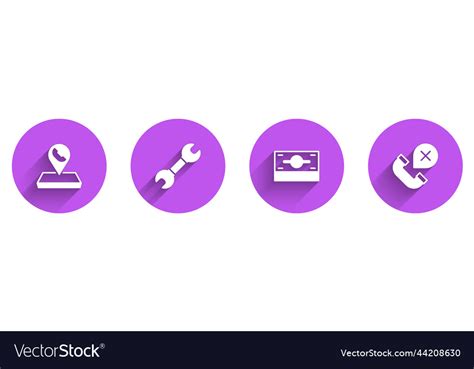 Set Call Center Location Wrench Spanner Stacks Vector Image