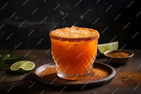 Spicy Margarita With Tajin Rim Premium Ai Generated Image